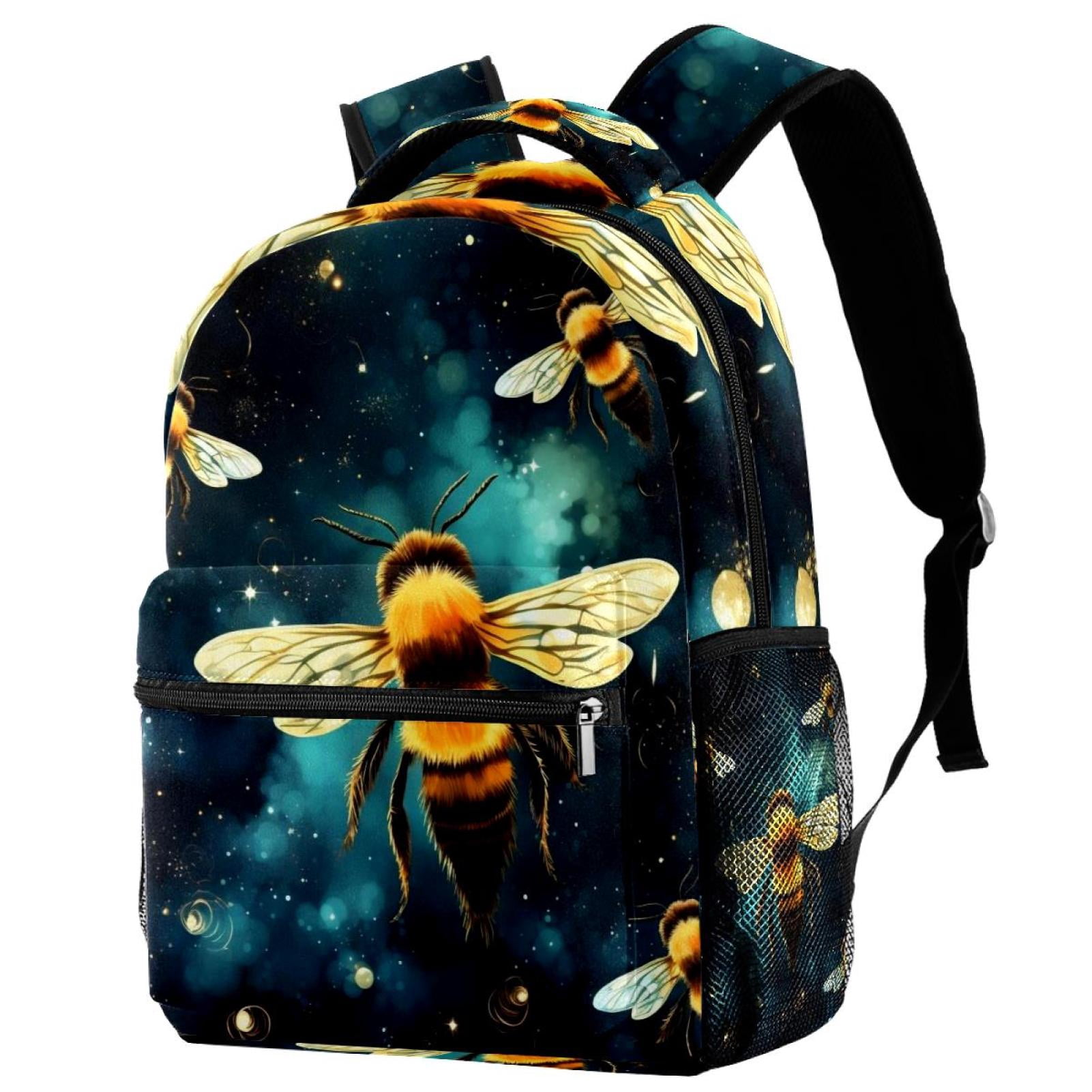 Blue Starry Sky Bee Lightweight Backpacks Roomy Interior, Casual ...