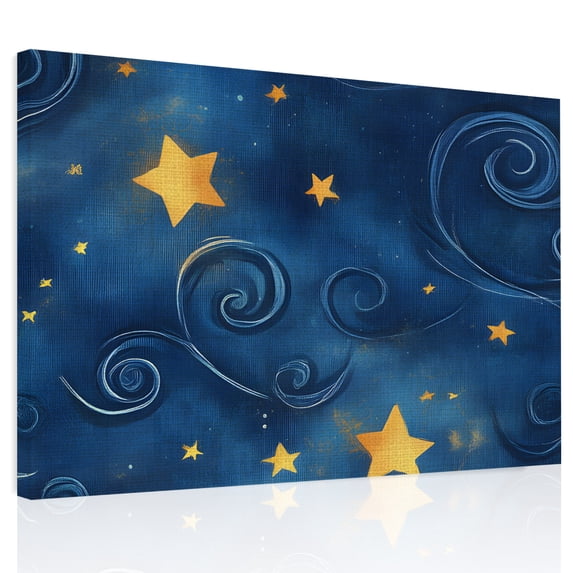 Blue Starry Sky Canvas Print Wall Art, Star Galaxy Fantasy Wall Decor ...