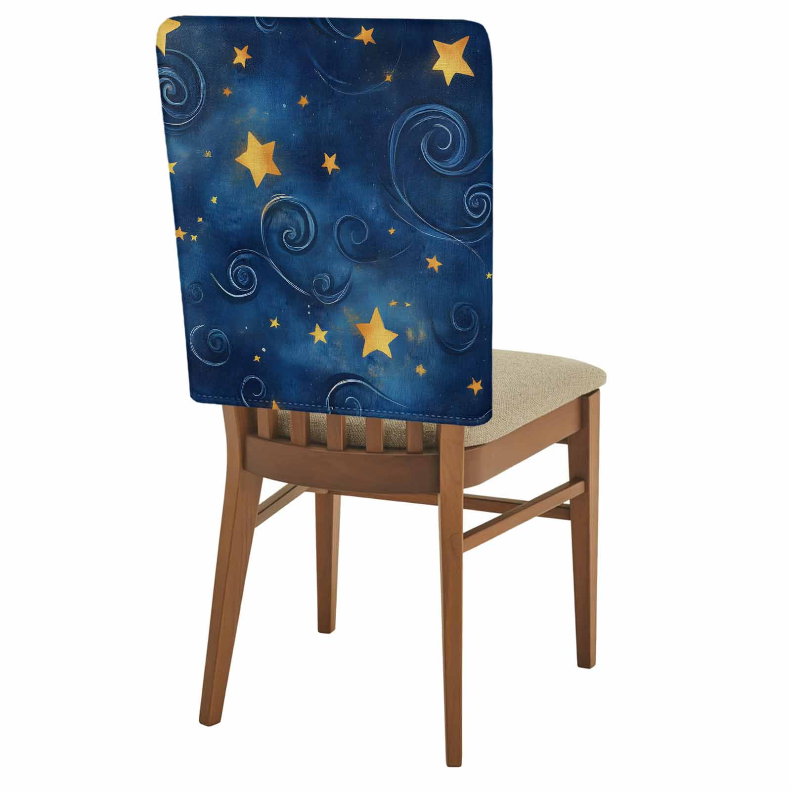 Blue Starry Sky Chair Back Covers Set of 8, Star Galaxy Stretch Dining ...