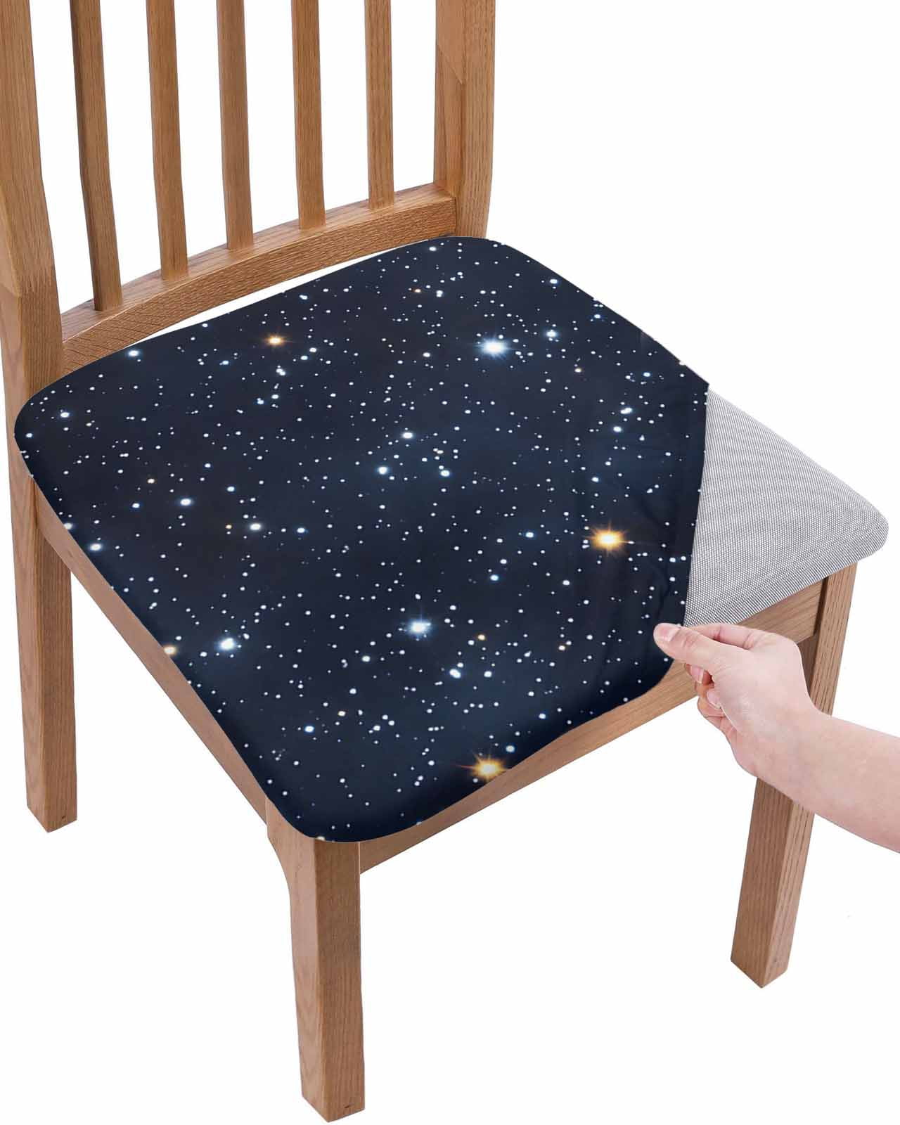 Blue Starry Sky Chair Seat Covers for Dining Room Stretch Chair Seat ...