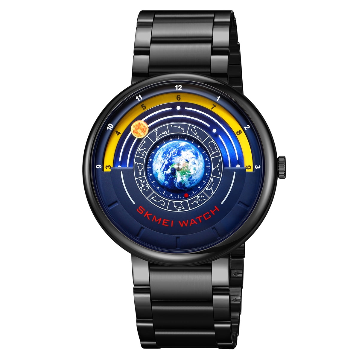 Blue Starry Sky Dial Watch for Men - Creative Digital World Time Piece ...