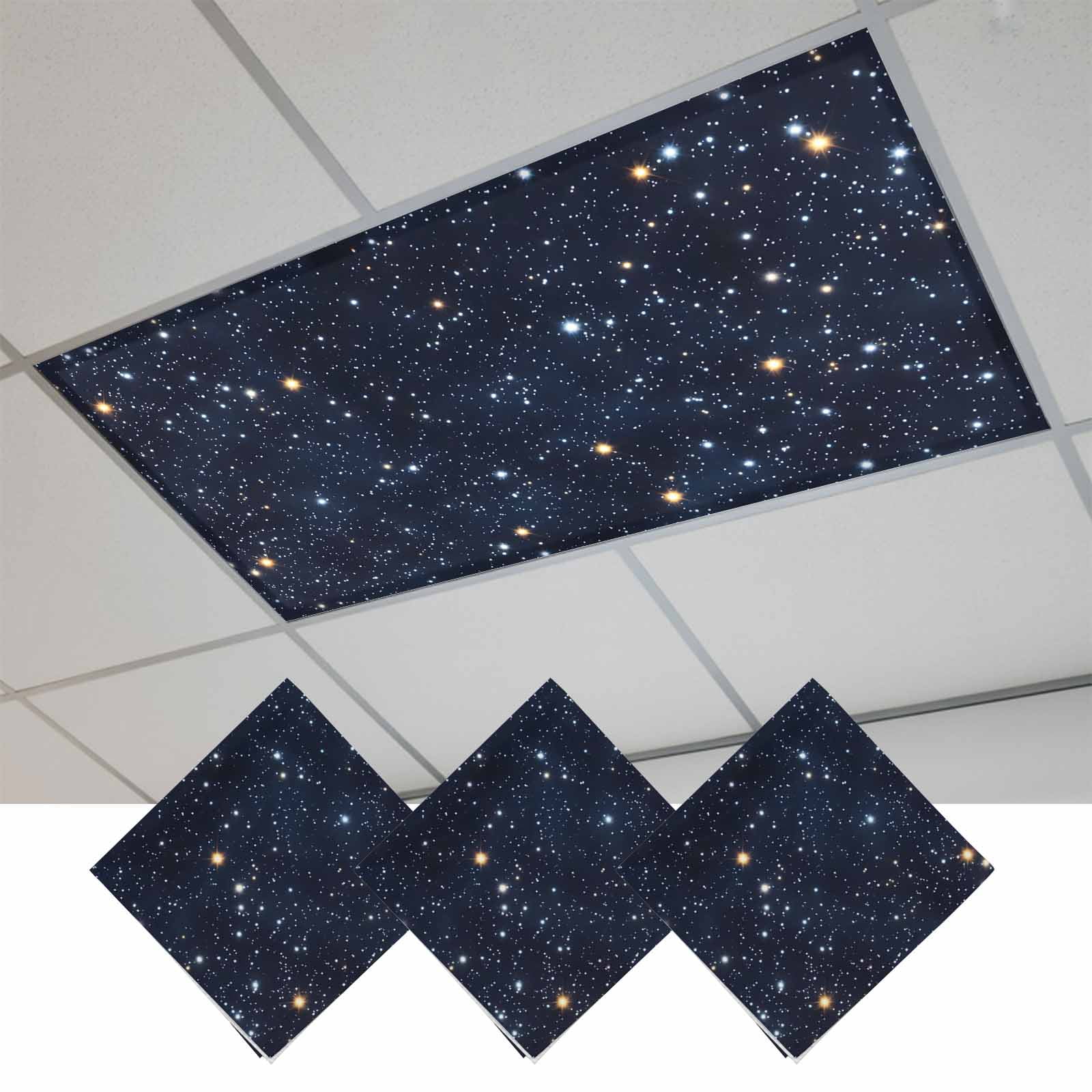 Blue Starry Sky Fluorescent Light Covers, Universe Space Galaxy Night ...