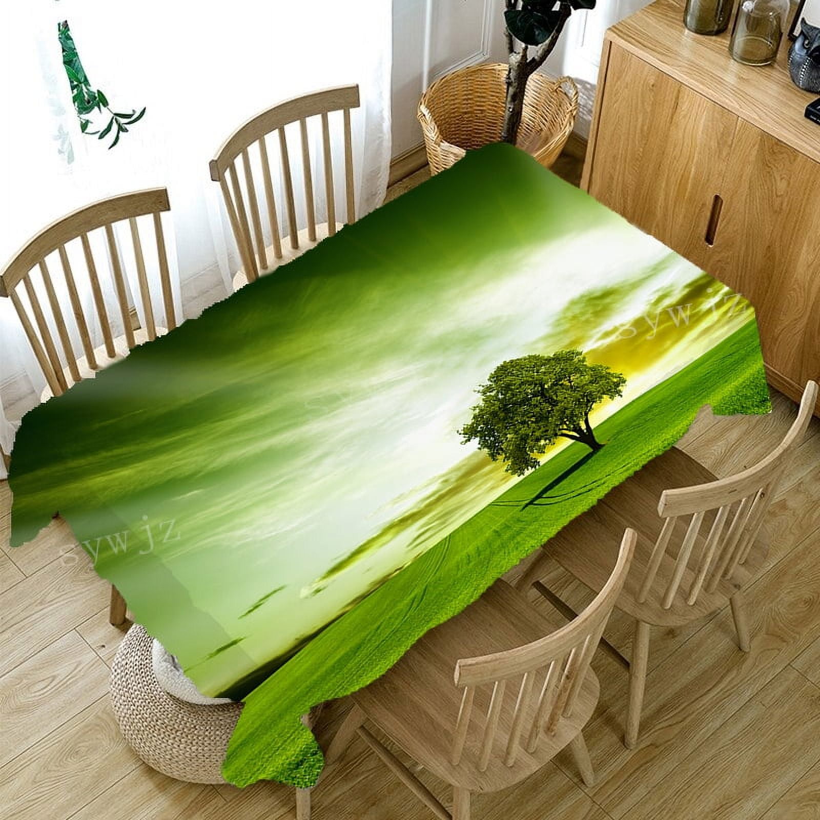 Blue Starry Sky Scenery Tablecloth Scenic Pattern Linen Stain Resistant ...