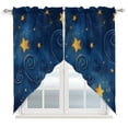 Blue Starry Sky Swag Curtain Valance for Window 2 Panels Star Galaxy ...