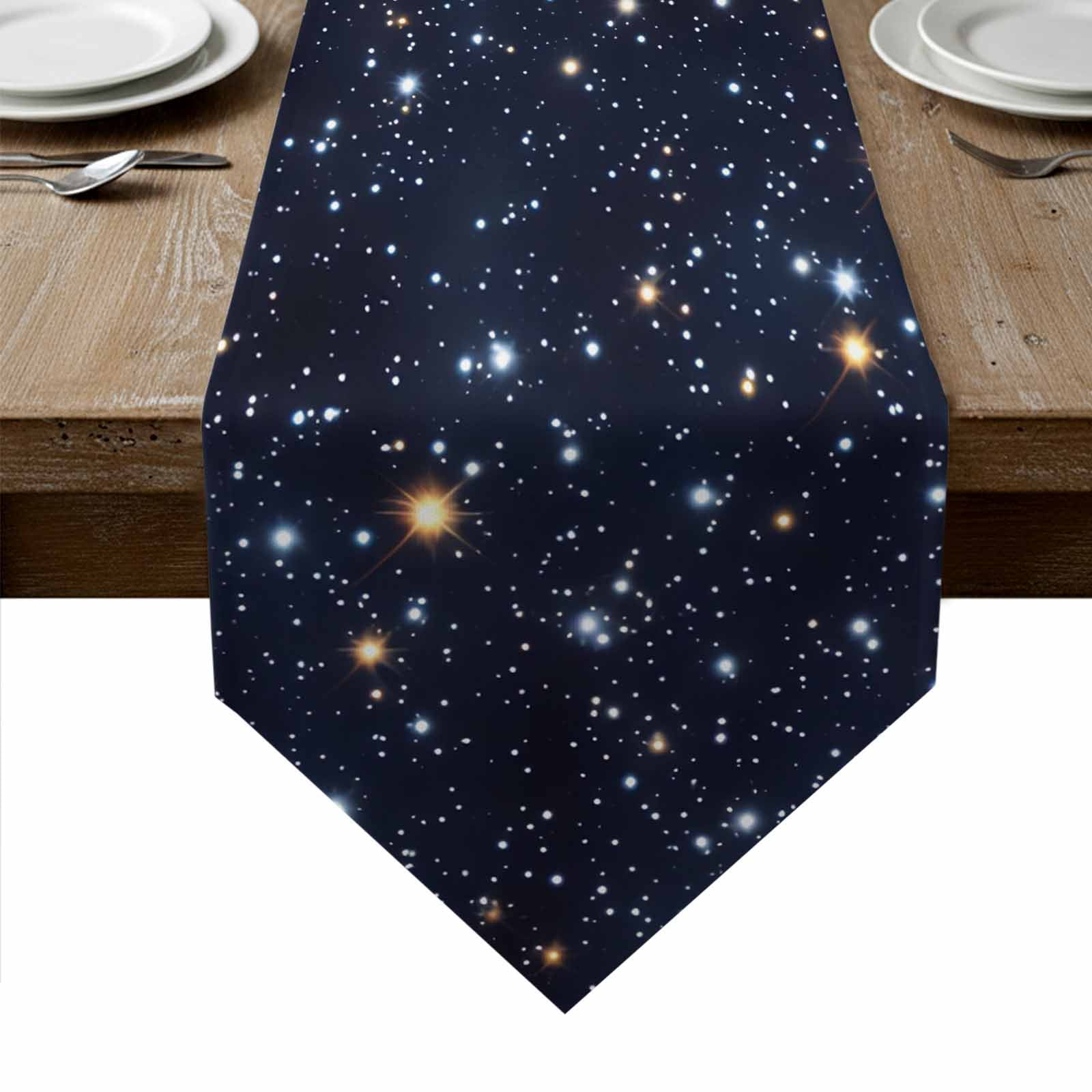 Blue Starry Sky Table Runner Linen Burlap Table Runner 72 Inches Long ...