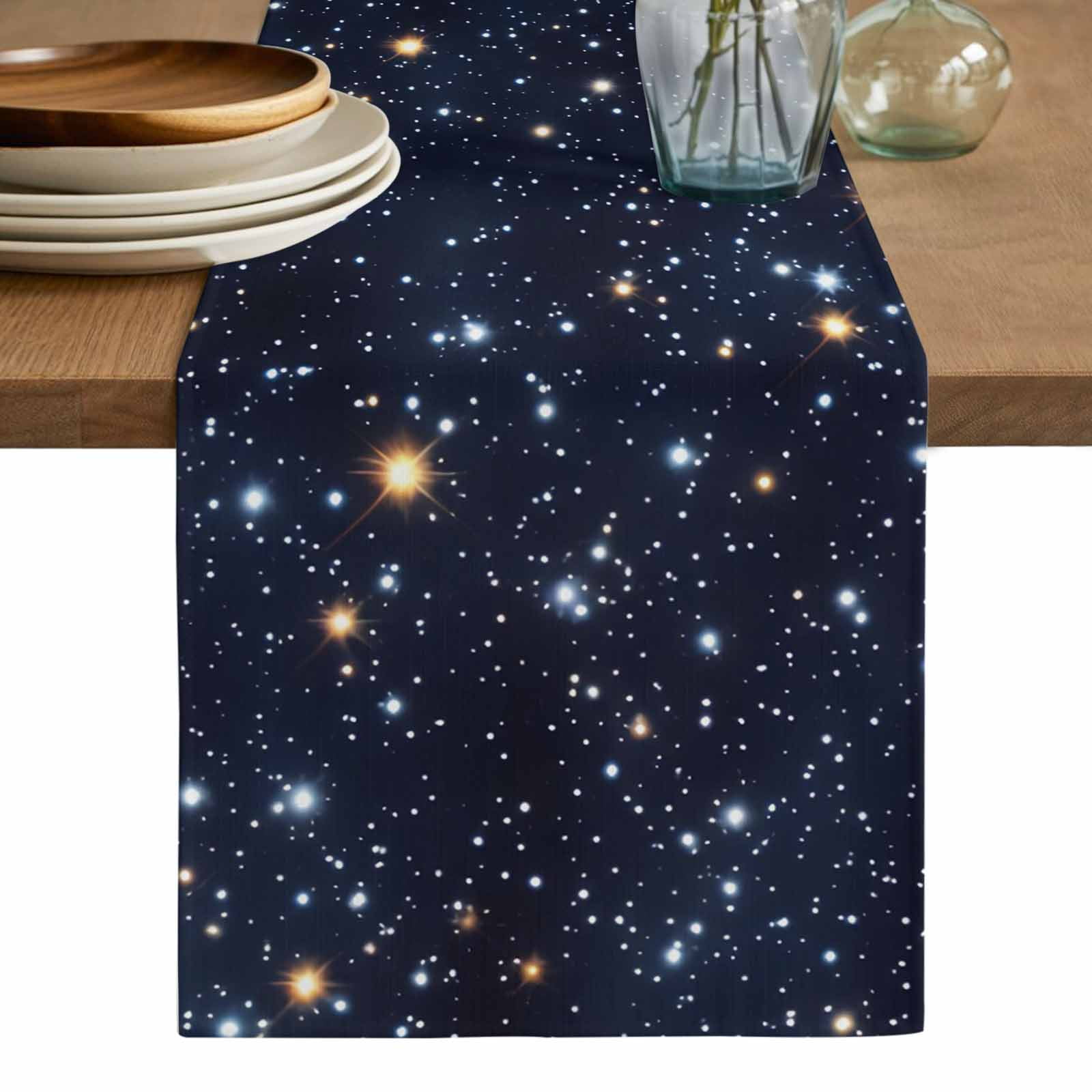 Blue Starry Sky Table Runner, Universe Space Galaxy Night Star Washable ...