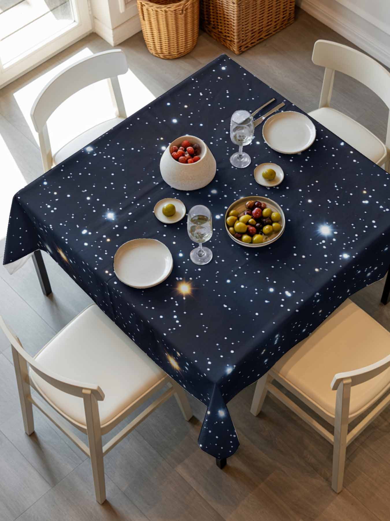 Blue Starry Sky Tablecloth Square Table Cloth 60x60 ,Waterproof Outdoor ...