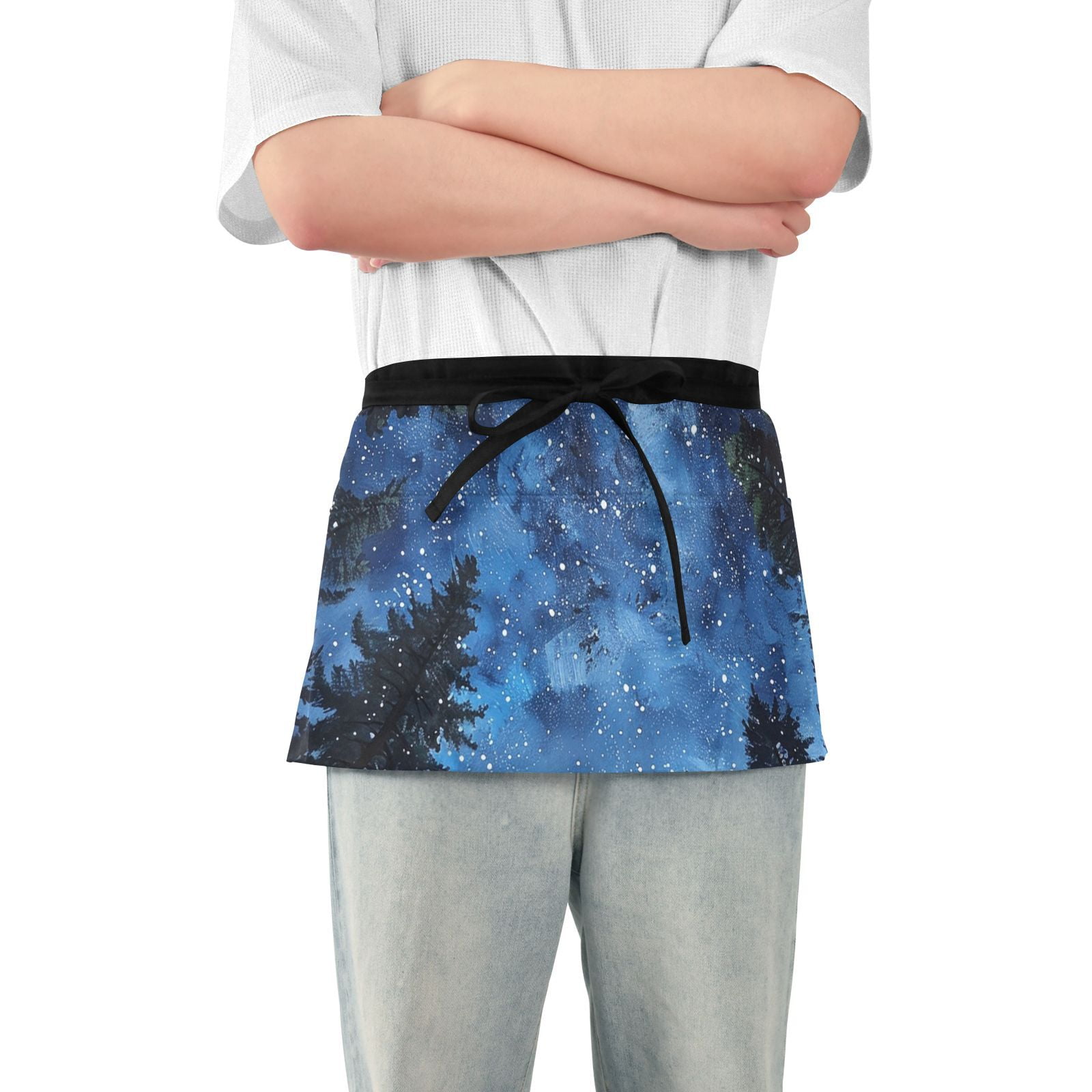 Blue Starry Sky Waist Apron Adjustable Server Half Apron Kitchen ...