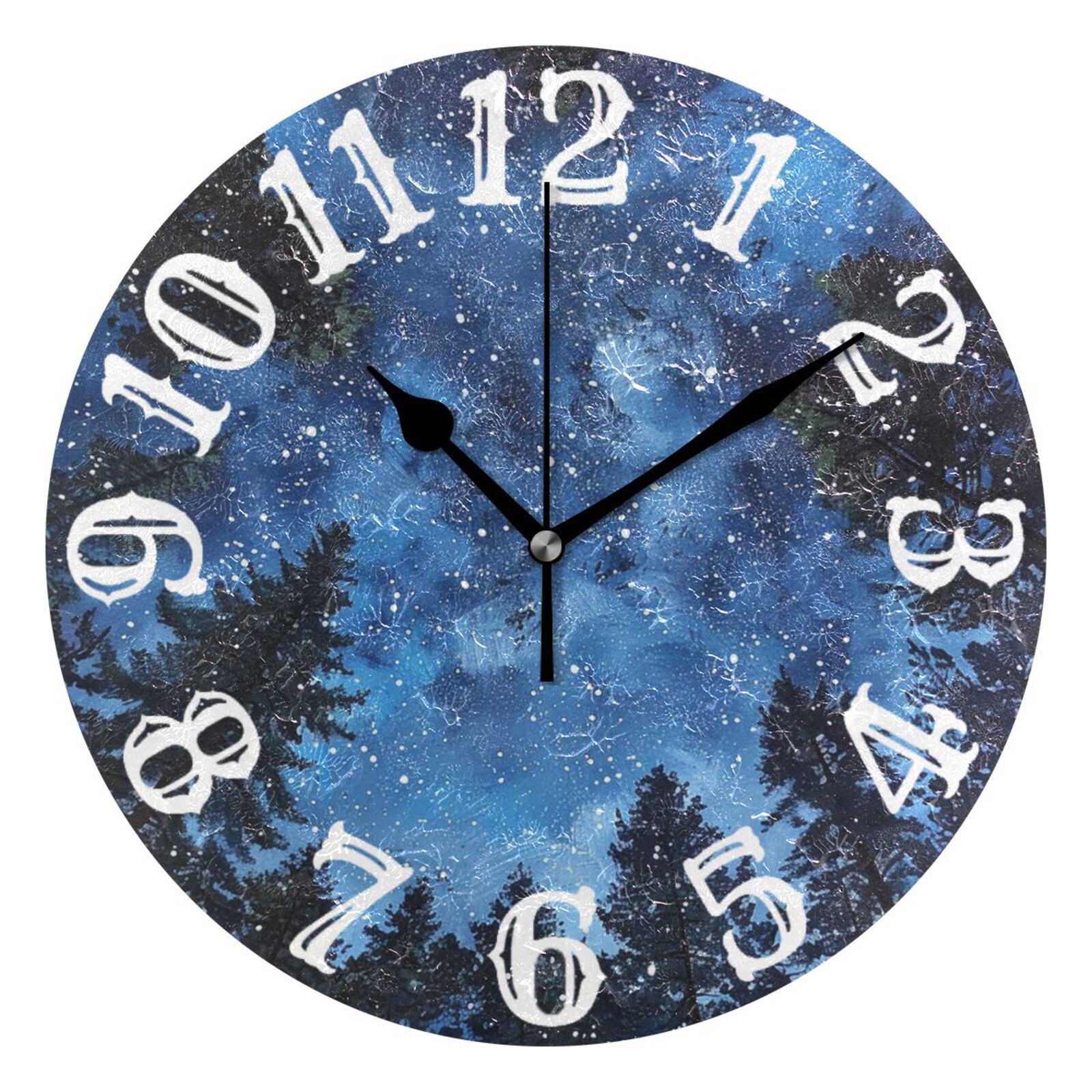 Blue Starry Sky Wall Clock 10 inch Non-Ticking Easy to Read Decorative ...