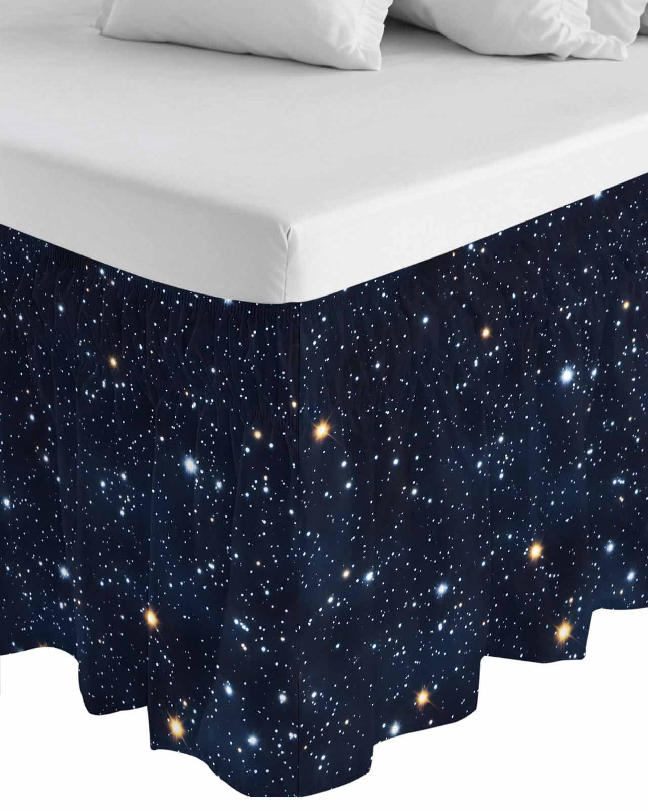 Blue Starry Sky Wrap Around Bed Skirts for King Bed 18" Drop, Bed Skirt ...