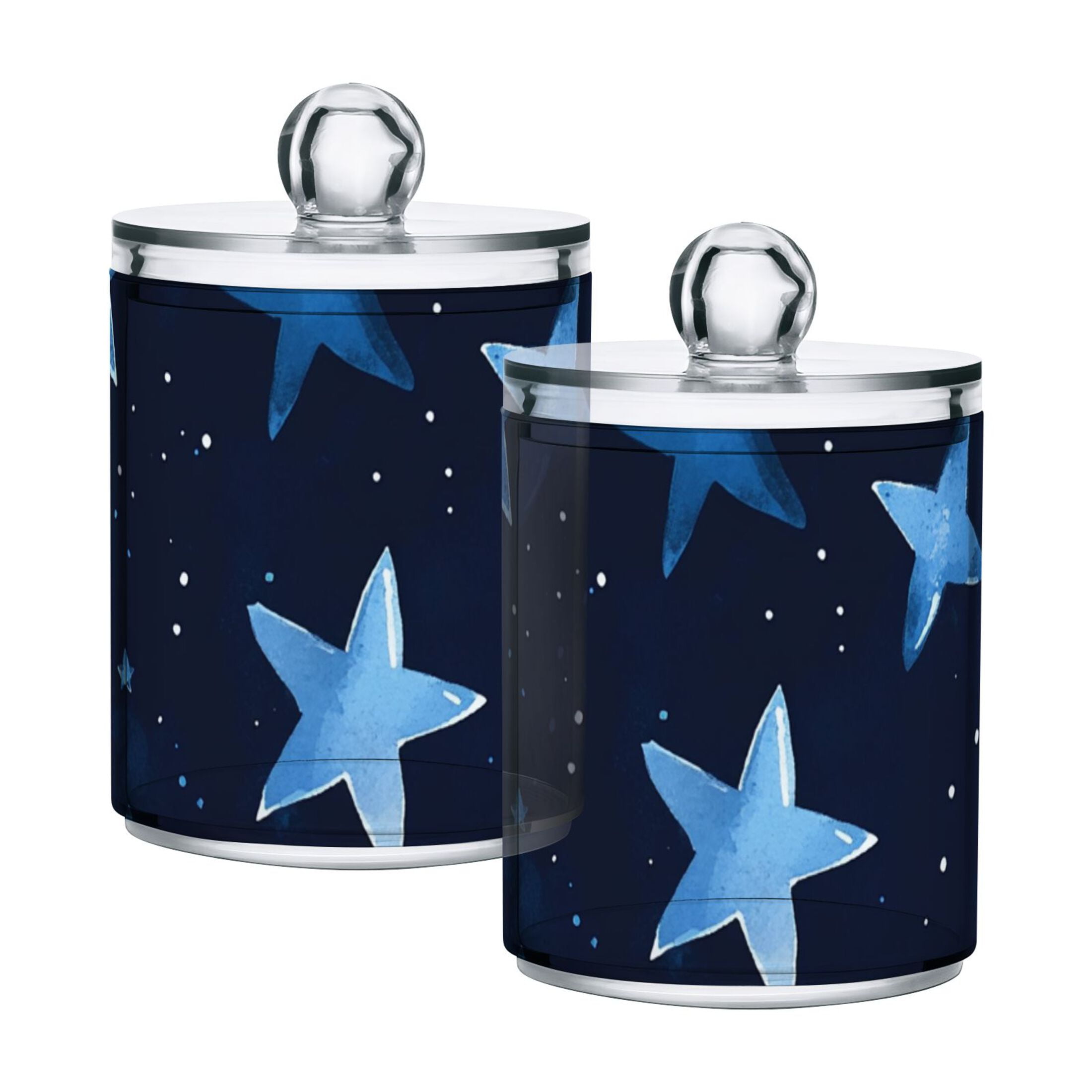 Blue Stars Cute Translucent Plastic Cans Storage Canisters with Lid Set ...