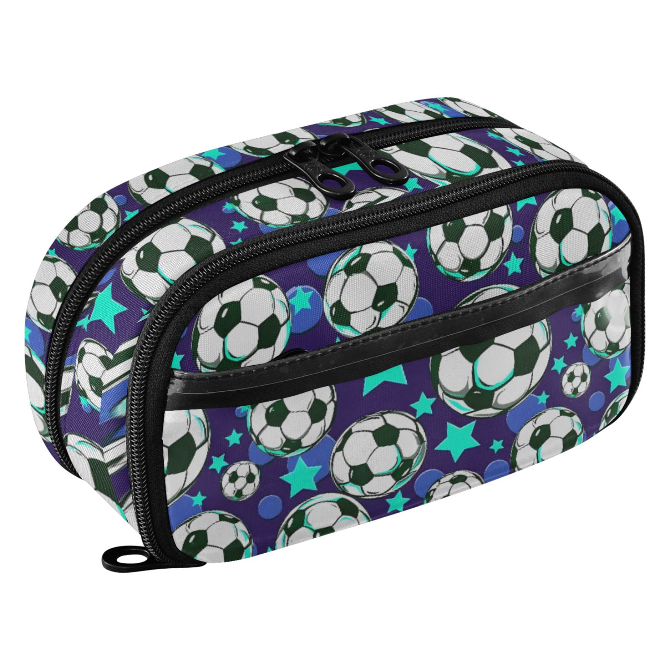 Blue Stars Football Pattern PVC Pencil Case Water-Repellent Clear ...