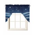 Blue Stars Kitchen Swag Valances for Windows, Fantasy Blue Waves Cosmos ...
