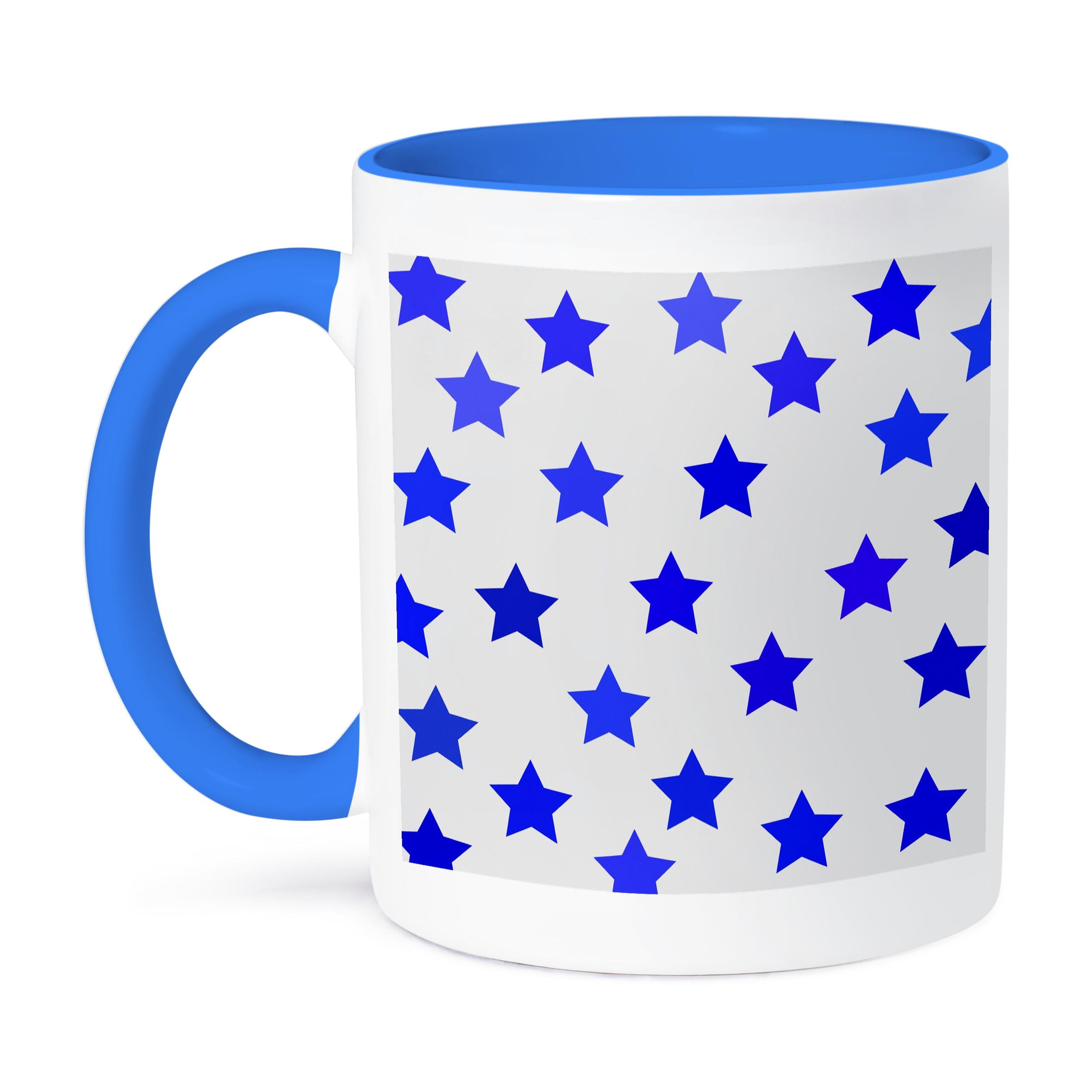 3dRose, Blue Stars- Patriotic Art- USA, 11oz Two-Tone Blue Mug ...