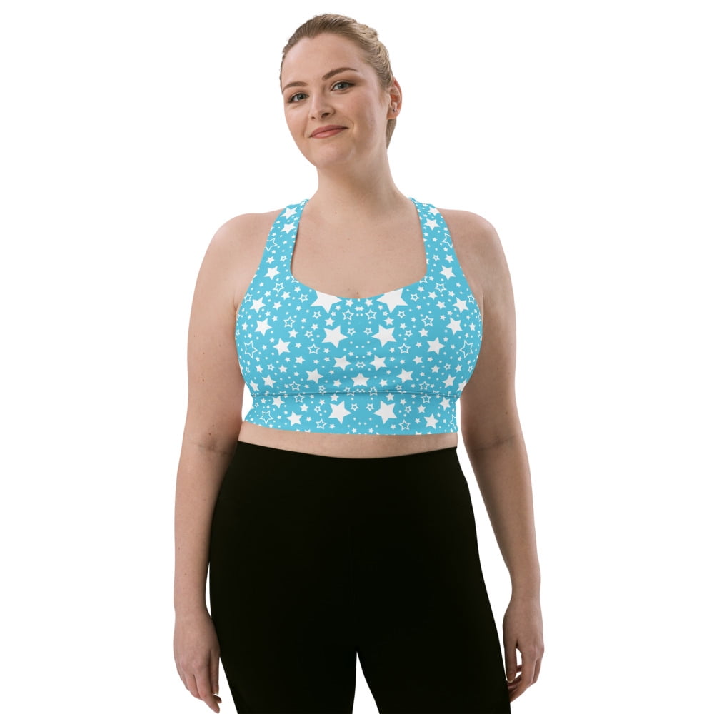 Blue Stars Print Longline sports bra (S) - Walmart.com