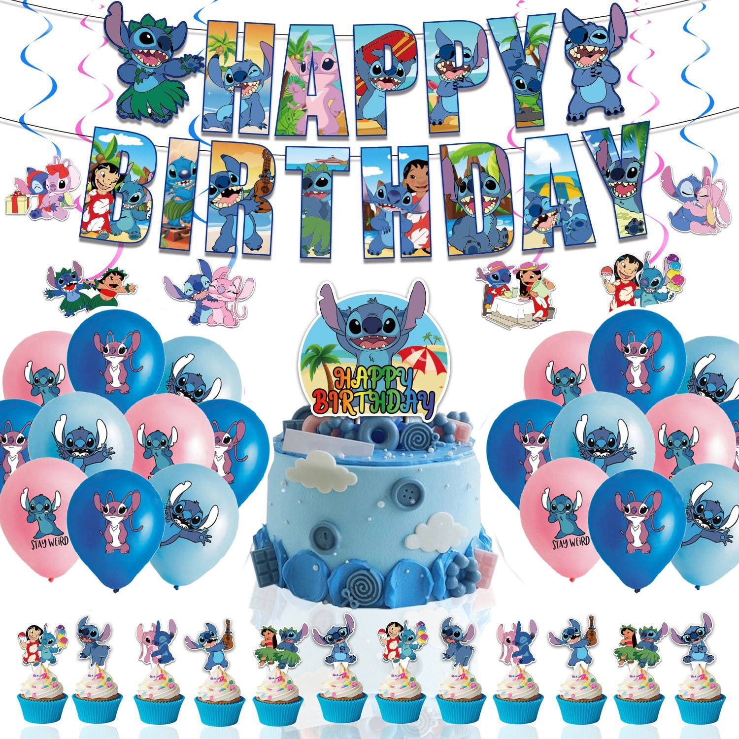 Blue Stitch Birthday Party Supplies, Stitch Party Decorations Set Includes Tableware Set, Stitch ...