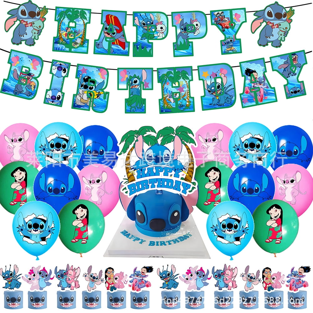 Blue Stitch Theme Birthday Party Decoration Stitch Birthday Banner ...