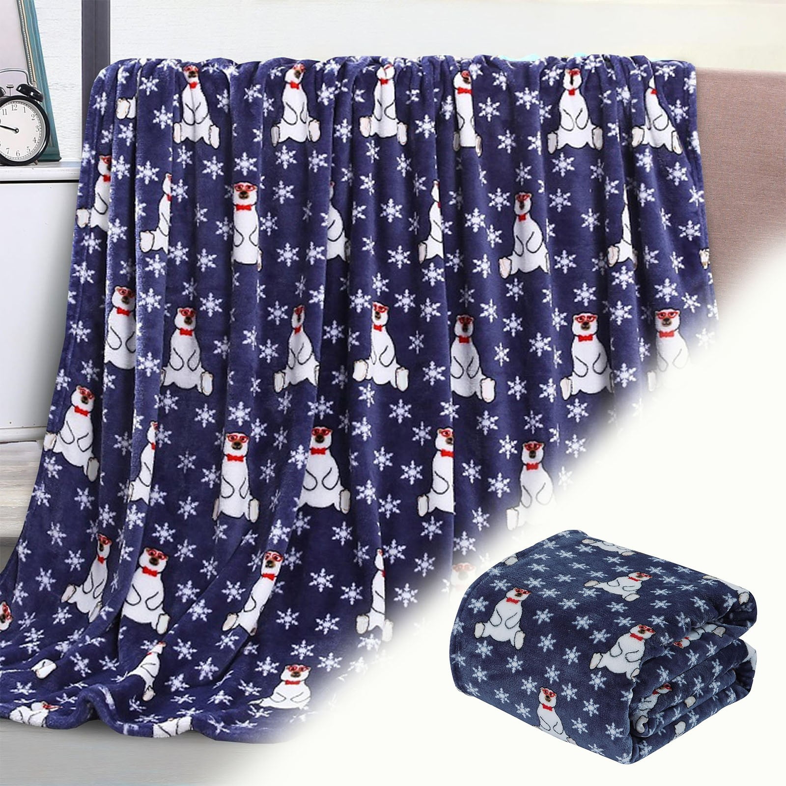 Blue Stone Christmas Throw Blanket Soft Cozy Interesting Snowman Santa ...