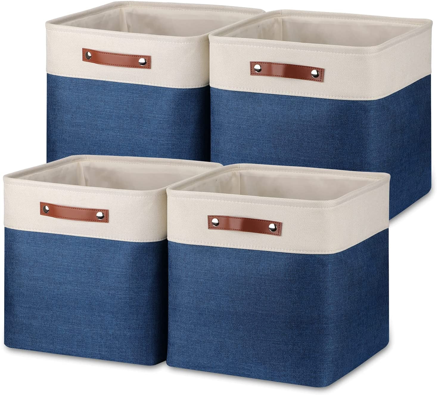 Blue Storage Baskets for Shelves 13 Inch Cube Storage Bins 4Pack Fabric ...