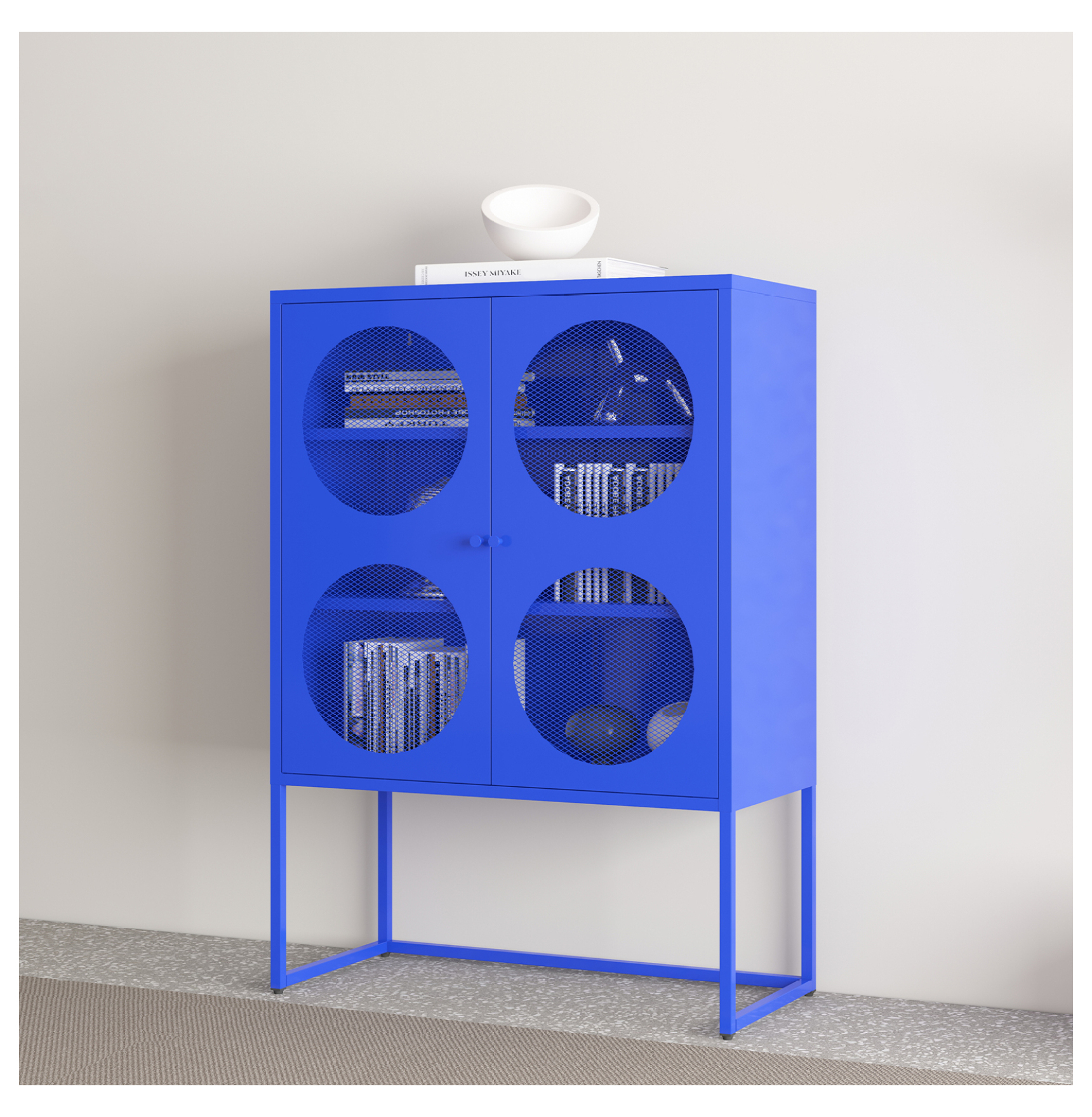Blue Storage Cabinet with Doors, Modern Accent Cabinet, Free Standing ...