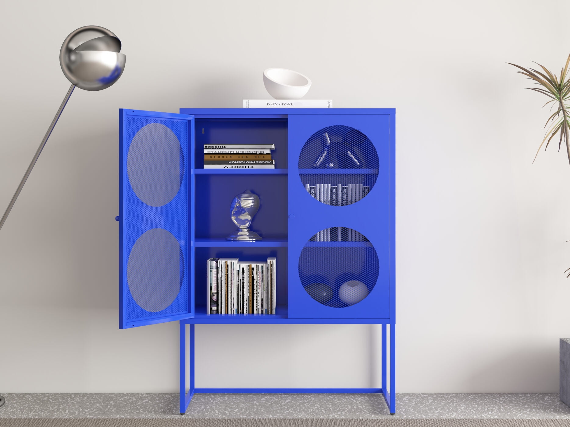 Blue Storage Cabinet with Doors, Modern Blue Accent Cabinet, Free ...