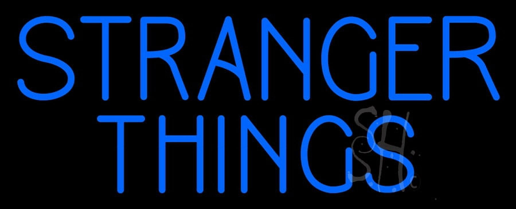 Blue Stranger Things Logo LED Neon Sign 10 x 24 - inches, Black Square ...