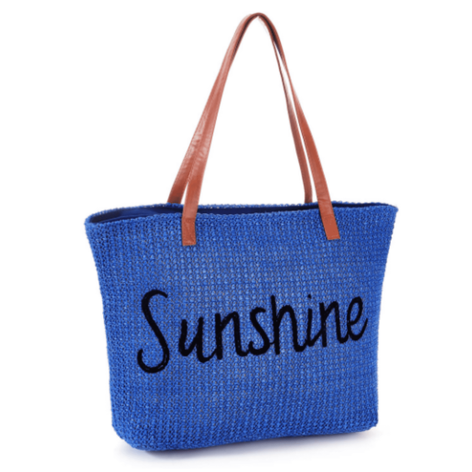 Blue Straw Tote Bag for Women Large Shoulder Beach Handbag with ...