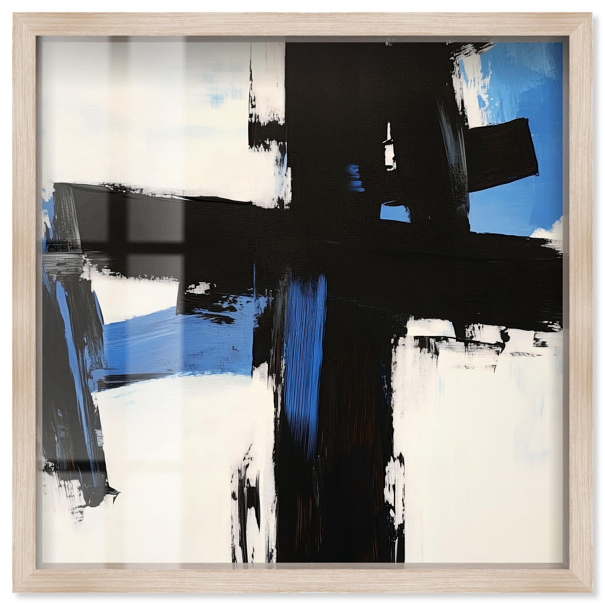 Blue Streak II Shadowbox Print Modern Wall Decor by Art Remedy, Blonde ...