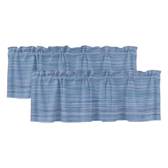 Blue Stripe 2 Panels Kitchen Valance, Modern Abstract Art Geometric ...