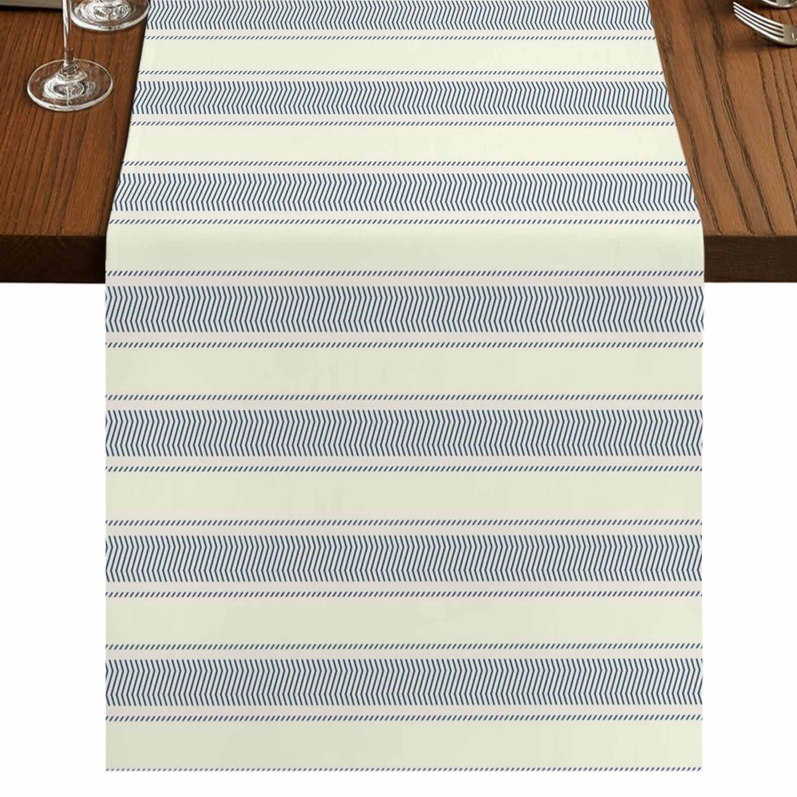 Blue Stripe 36 Inch Table Runner, Modern Farmhouse Geometric Retro ...
