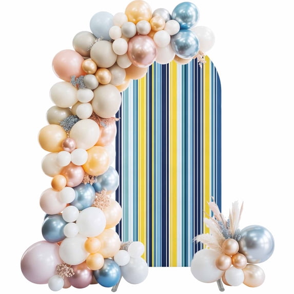Blue Stripe Arch Backdrop Cover 6.6x3.3 Ft, Spandex Wedding Arch Stand ...