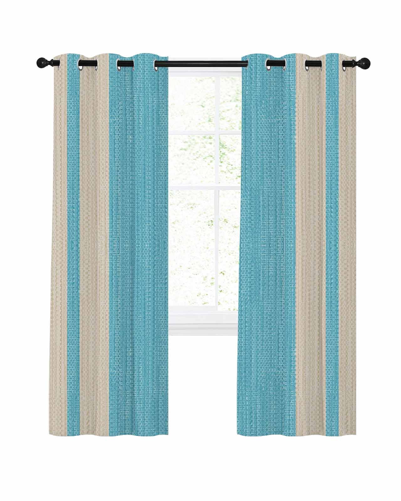 Blue Stripe Blackout Curtains for Bedroom Living Room, Modern Geometric ...