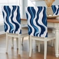 Blue Stripe Chair Back Covers, Geometric White Coastal Wave Modern ...