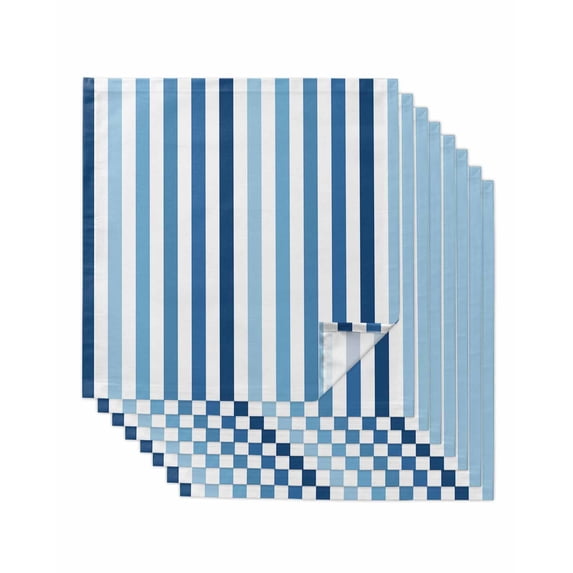 Blue Stripe Cloth Napkins Set of 8 Reusable Dinner Napkins, Ombre ...