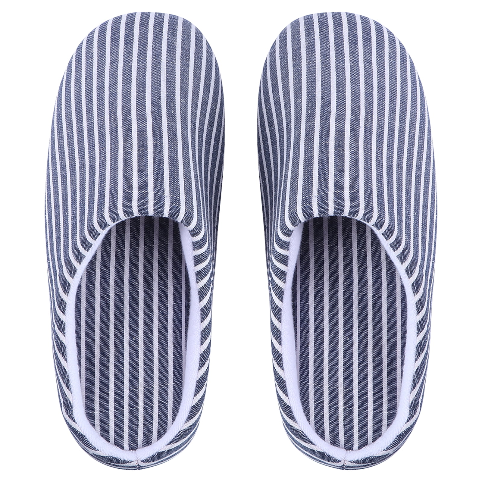 Blue Stripe Cozy Slippers Japanese Style Adult Fluffy Shoes Keep Warm ...
