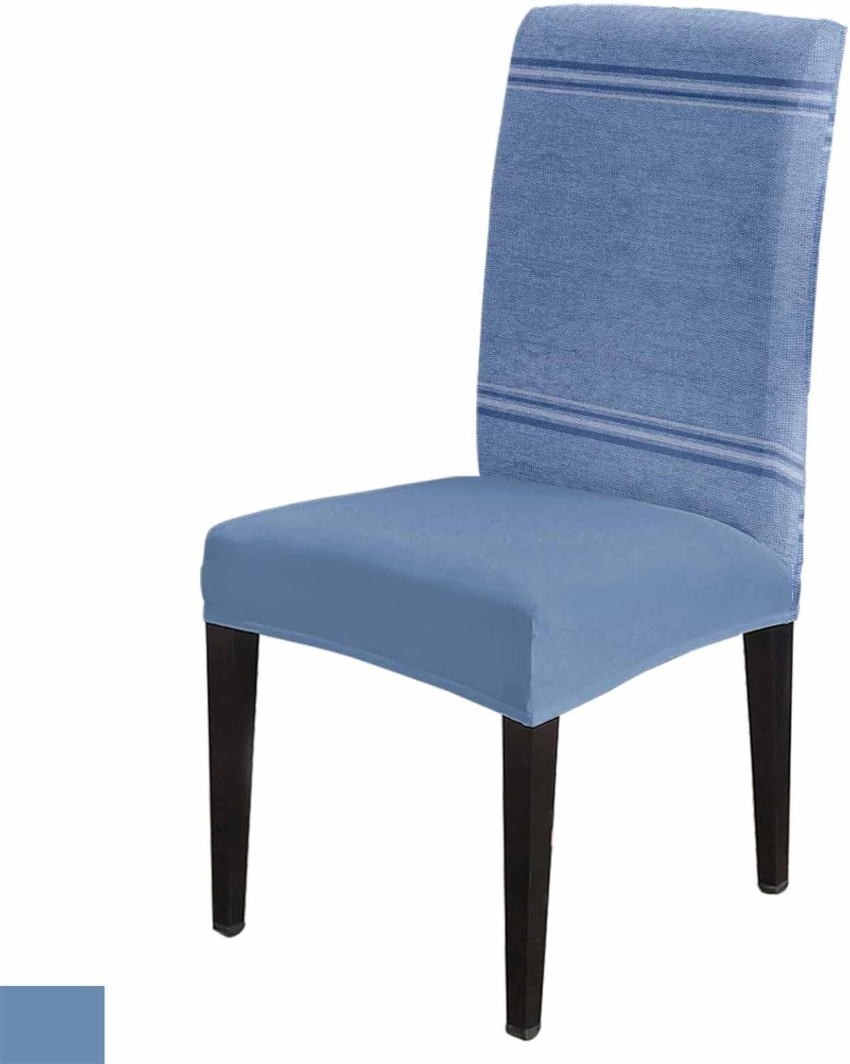 Blue Stripe Dining Room Chair Covers Set of 1, Fabric Texture Ocean ...
