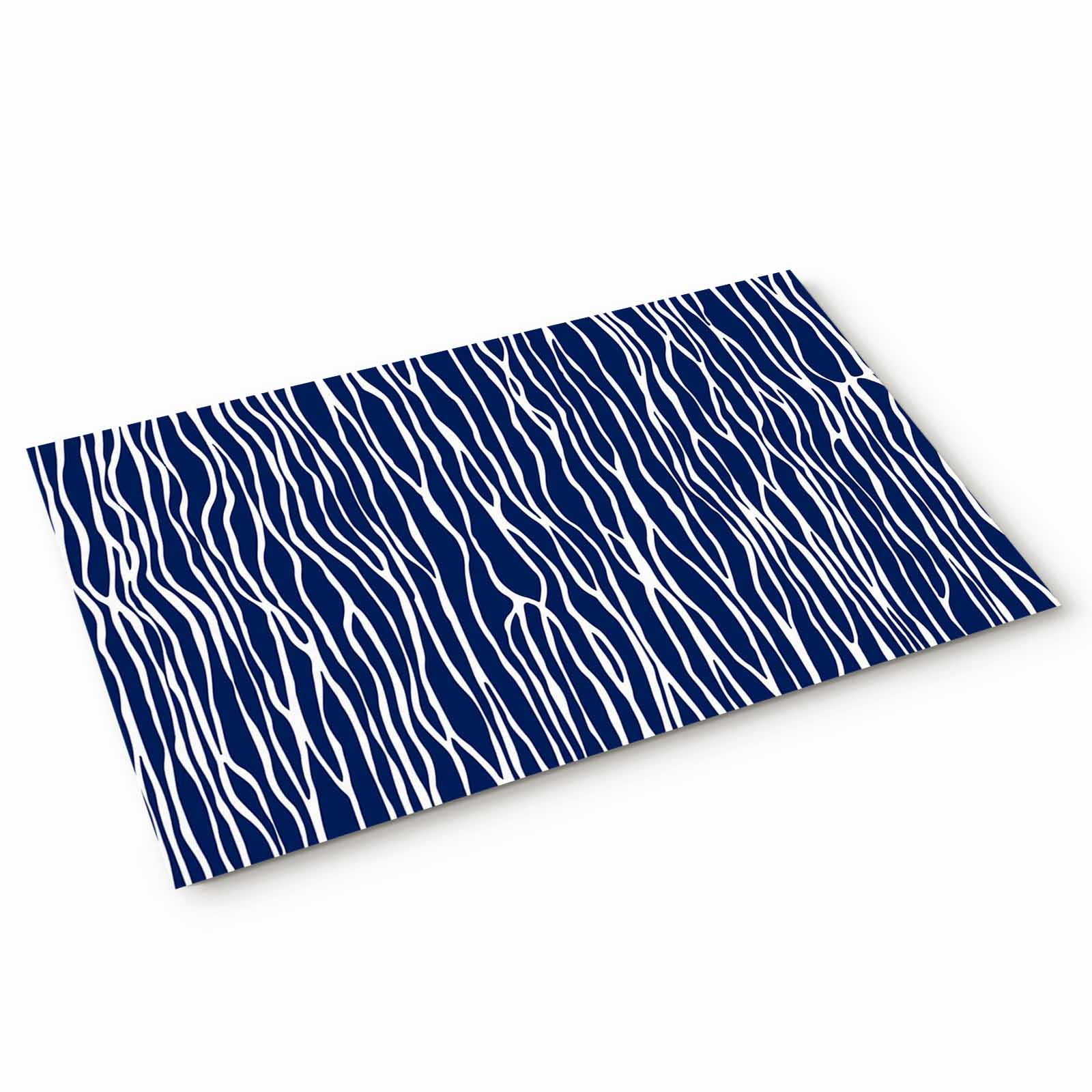 Blue Stripe Door Mat Retro Abstract Art Farmhouse Blue Stripe Waves Non ...
