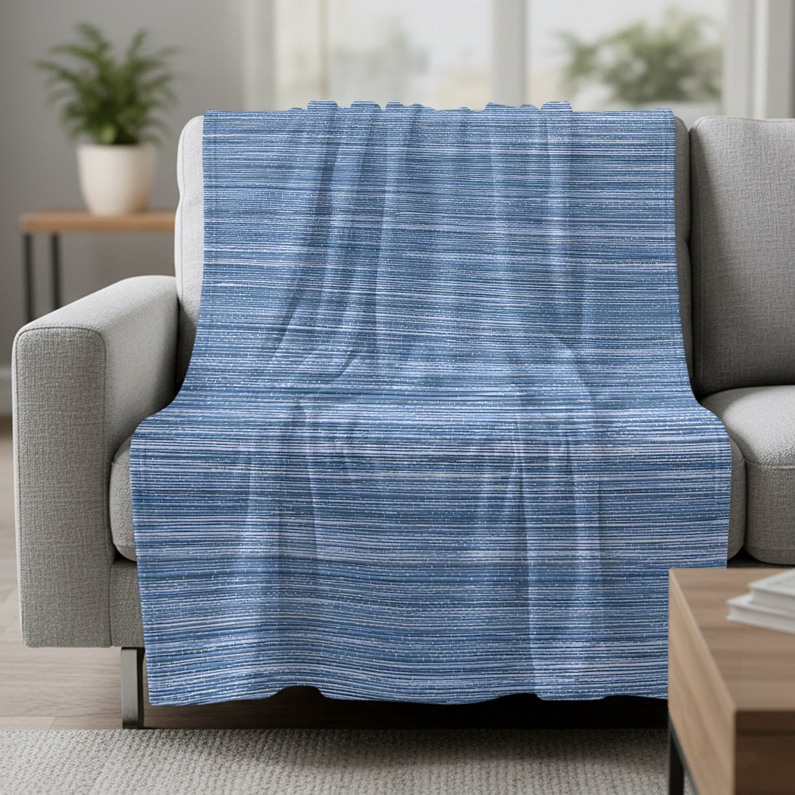 Blue Stripe Fleece Throw Blanket Modern Abstract Art Geometric Blue ...