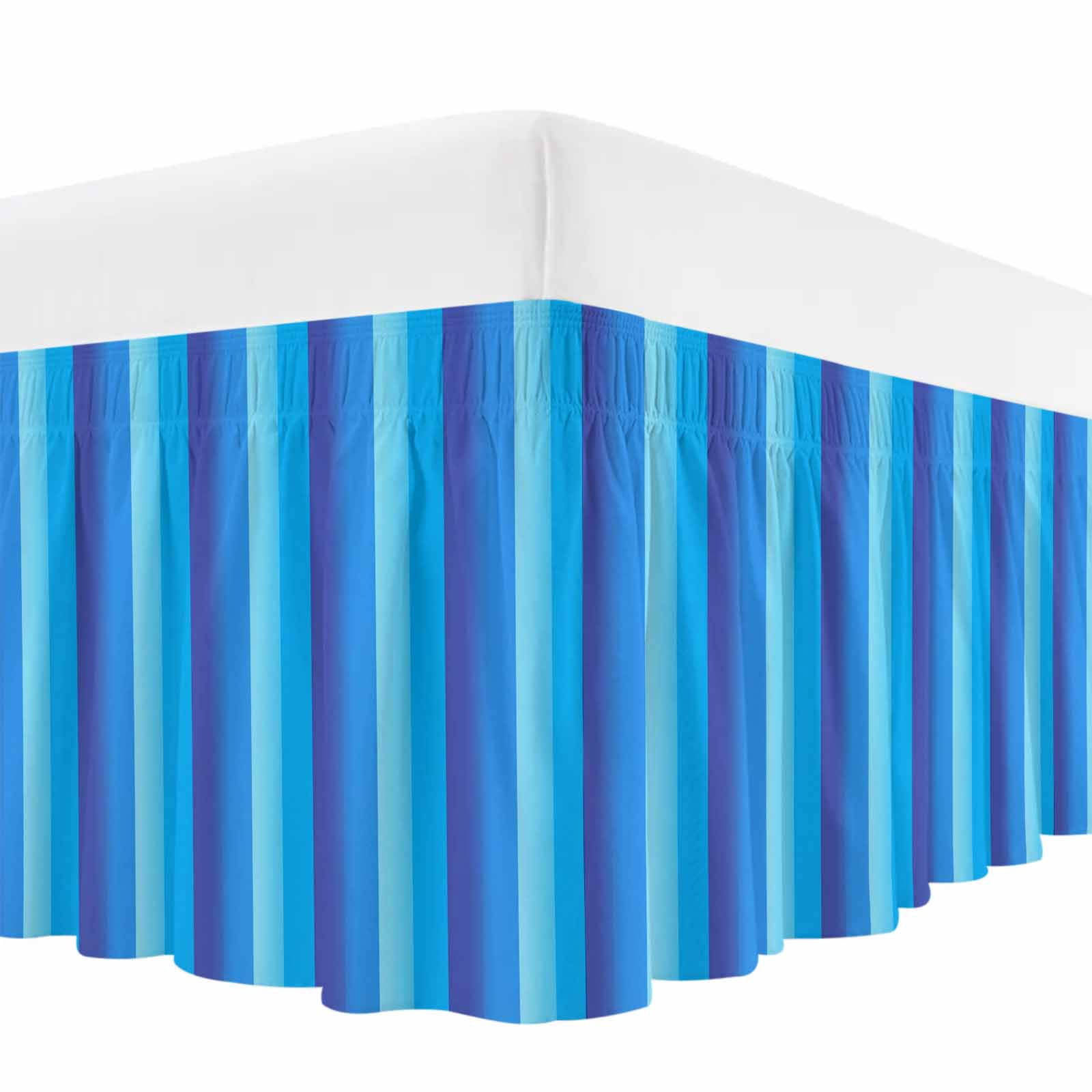 Blue Stripe Gradient Bed Skirt Bed Skirts King Size 16 Inch Drop ...