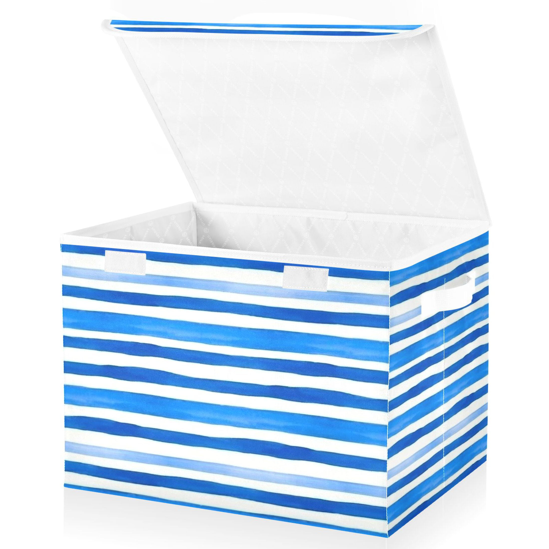 Blue Stripe Large Lidded Storage Bin Foldable Storage Boxes Cubes ...