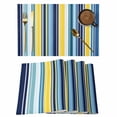 Blue Stripe Placemats Set of 2, Cotton Linen Fabric Place Mats, Yellow ...