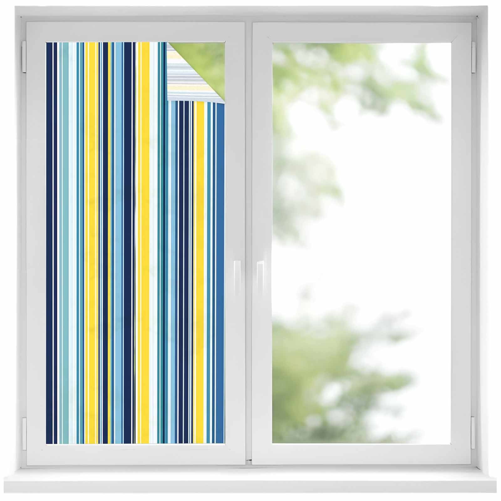 Blue Stripe Privacy Window Film, Decorative Frosted Glass Window Film ...