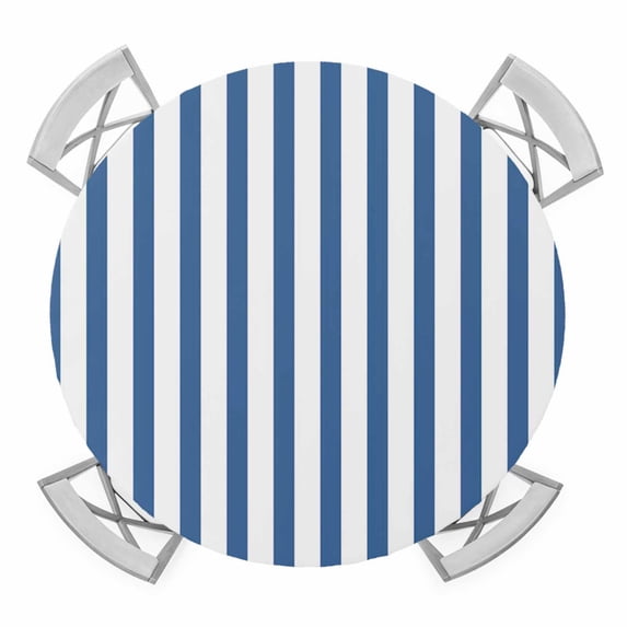 Blue Stripe Round Table Cover, Modern Abstract Minimalist Geometric ...