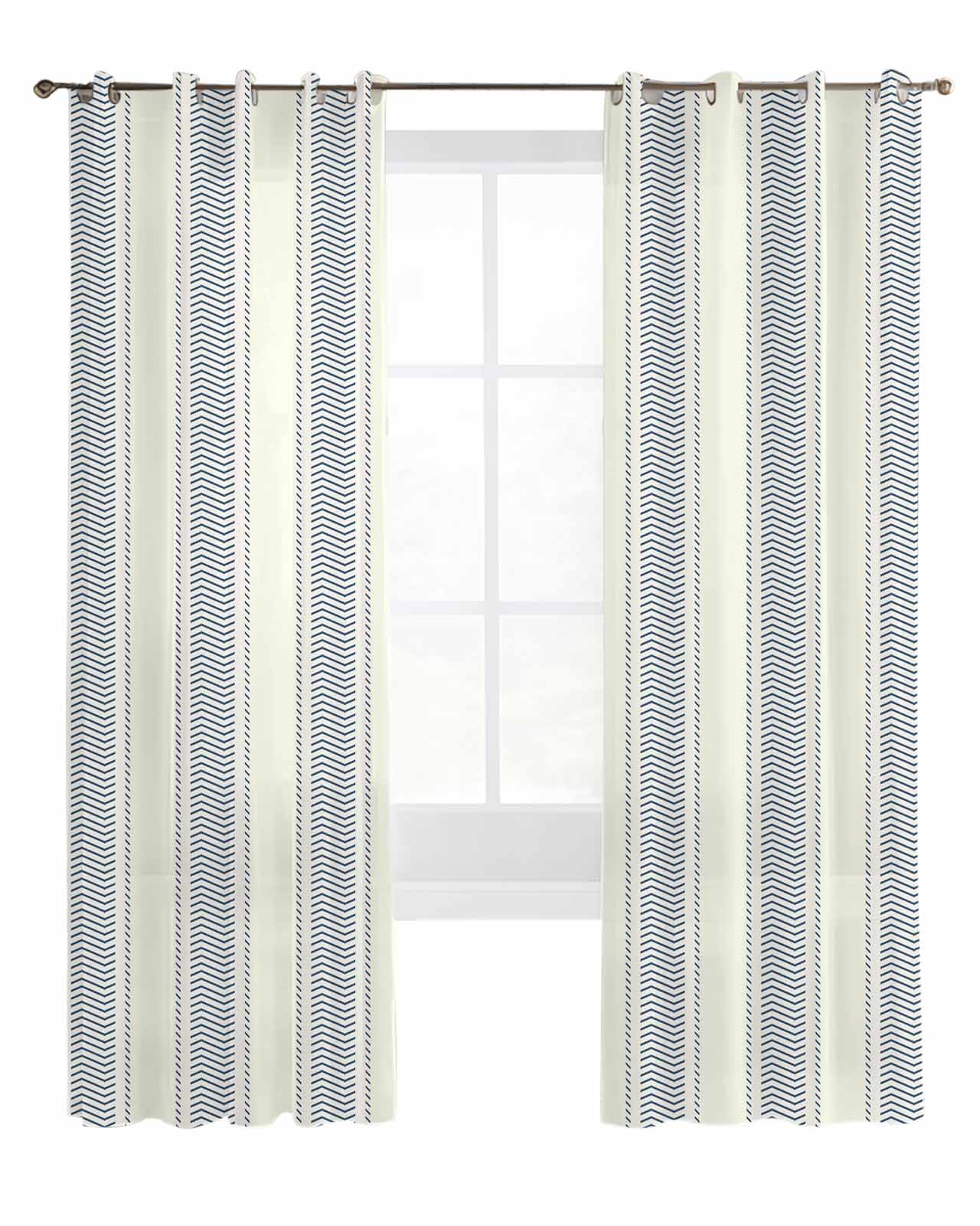 Blue Stripe Sheer Curtains 63 Inch Length 2 Panels Modern Farmhouse ...
