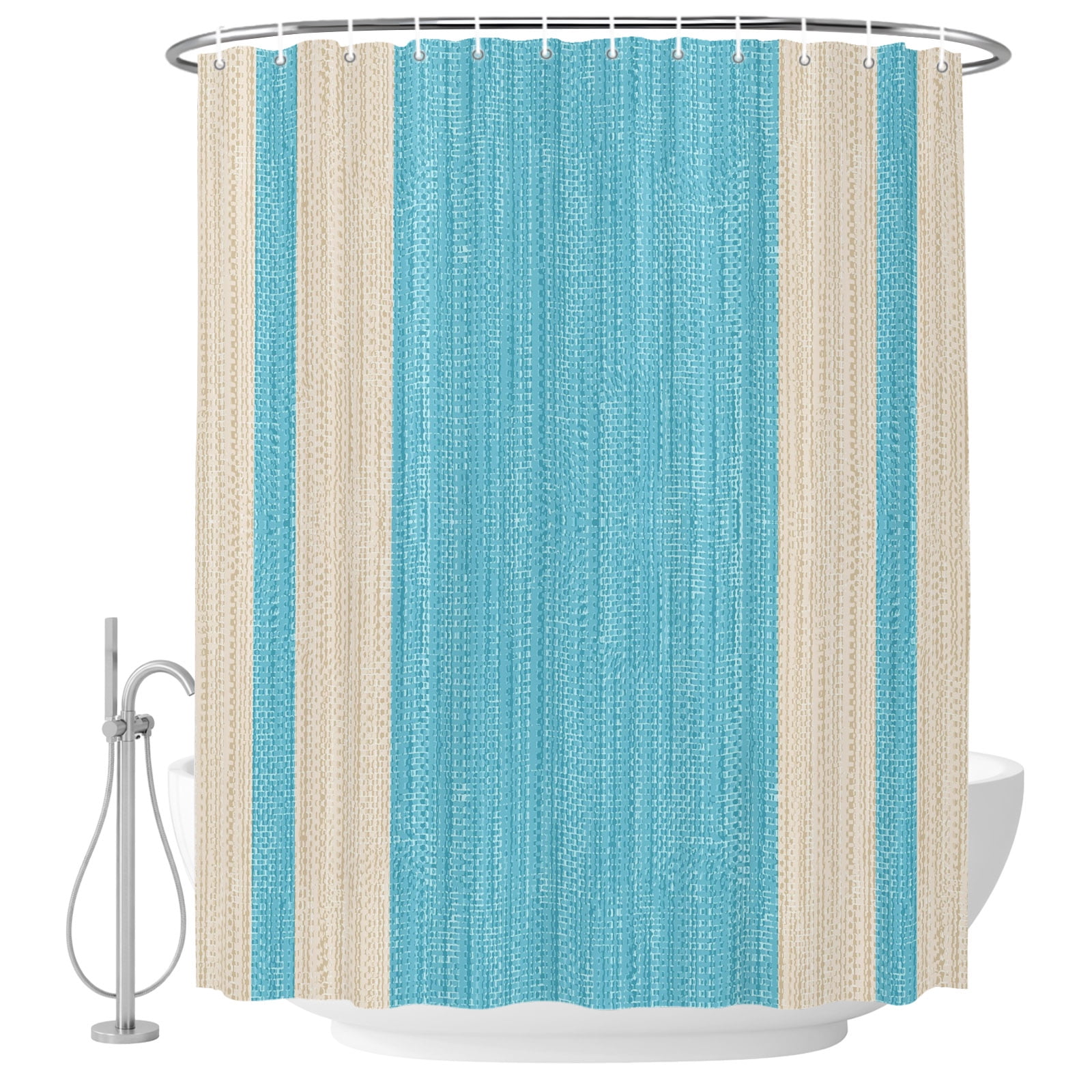 Blue Stripe Shower Curtain for Bathroom, Modern Geometric Classic ...