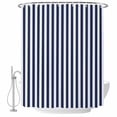Blue Stripe Shower Curtain Set with Hooks, Modern Abstract Minimalist ...