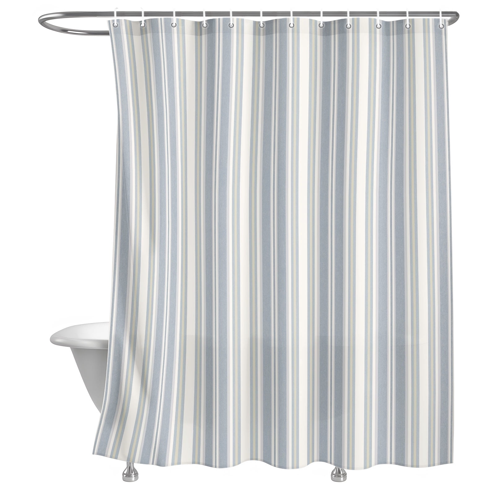 Blue Stripe Shower Curtain, Vintage Abstract Art Farmhouse Blue ...