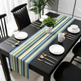 Blue Stripe Table Runner 108 Inches Long, Yellow Colorful Striped ...