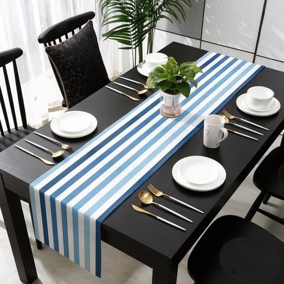 Blue Stripe Table Runner 70 Inches Long - Ombre Geometric Farmhouse ...