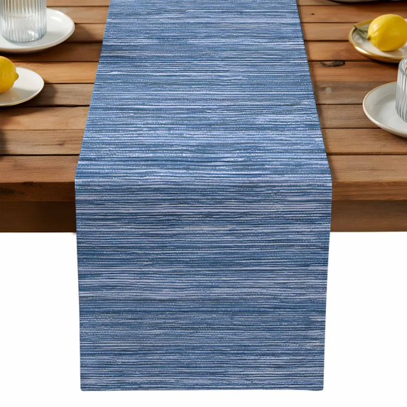 Blue Stripe Table Runner, Modern Abstract Art Geometric Blue Stripe ...